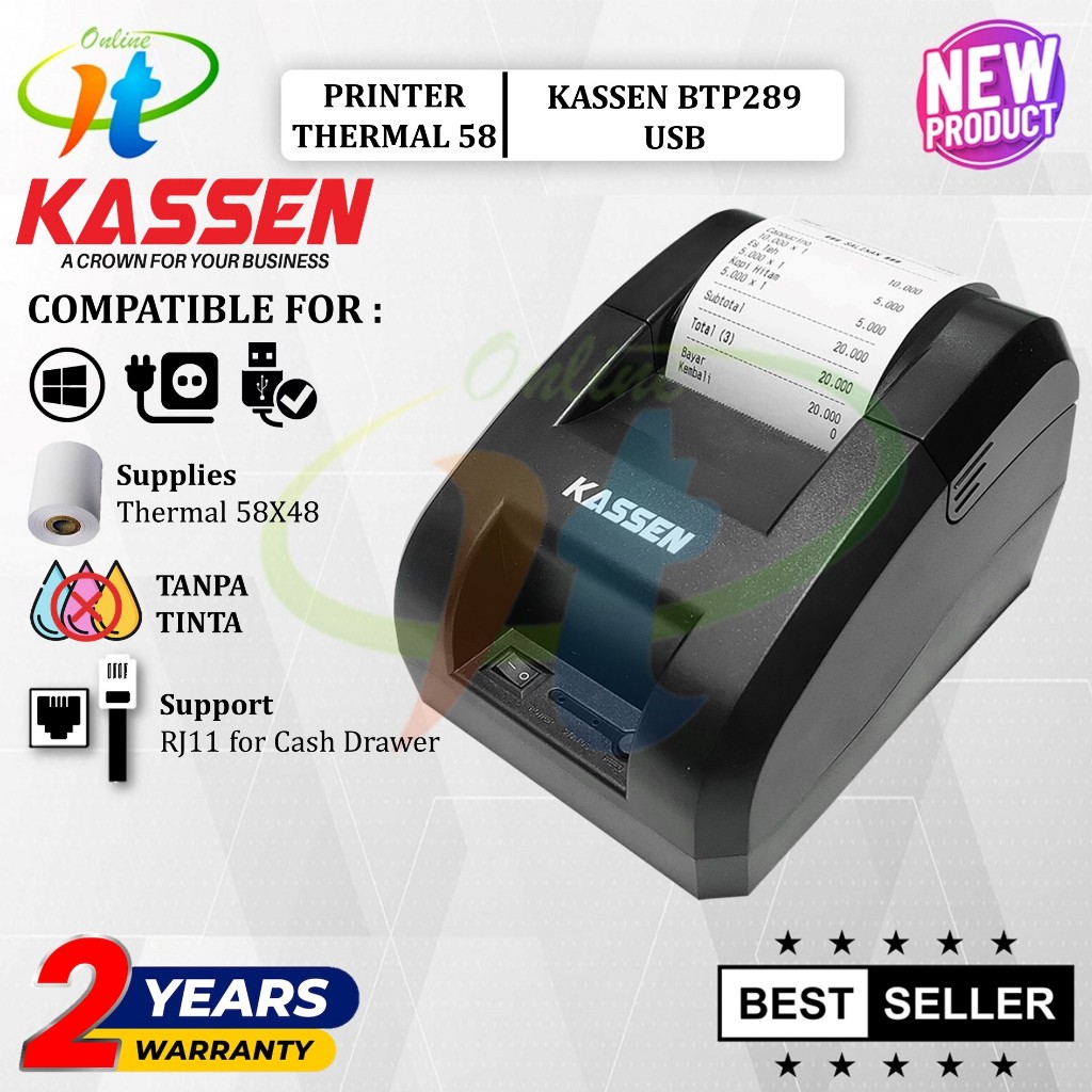 Jual Printer Thermal 58mm Kassen BTP289 USB Bluetooth Support RJ11 ...