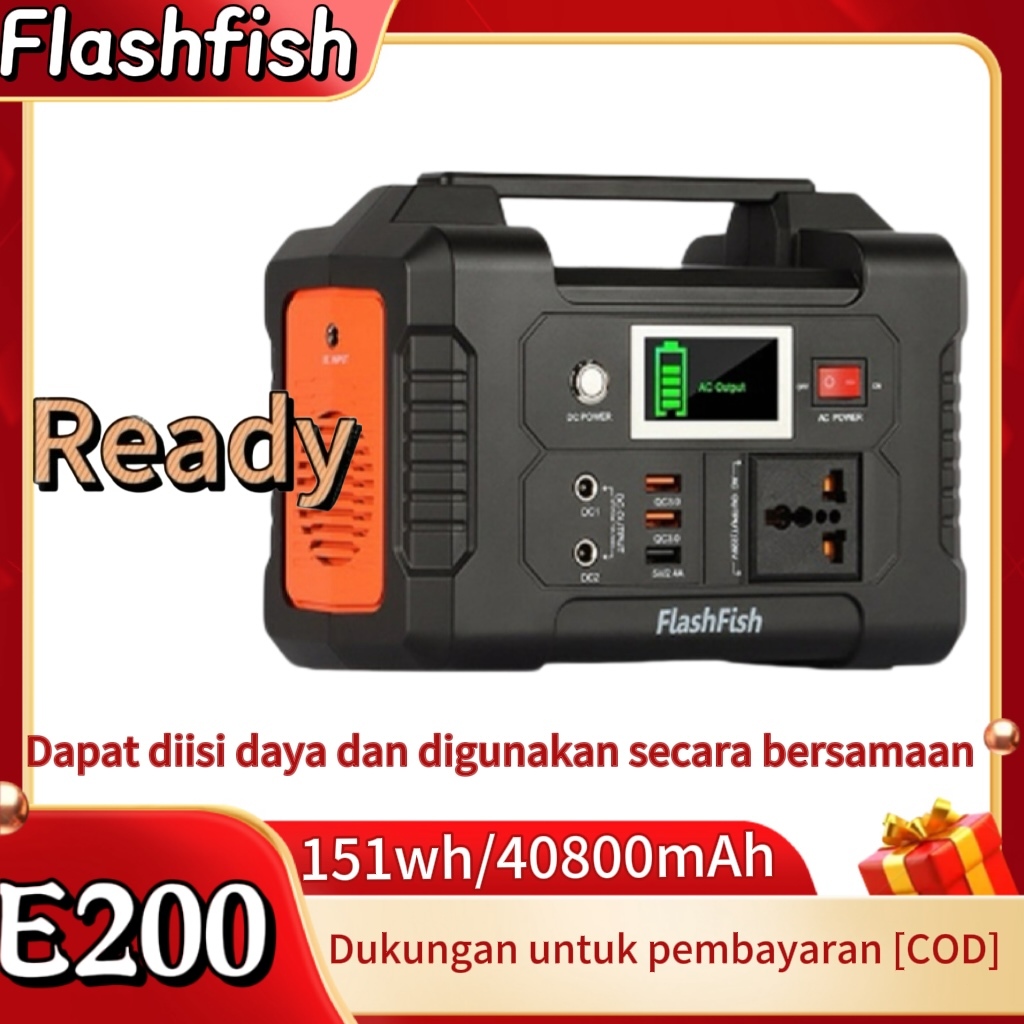 Jual (Ready)FlashFish 220V 200W Power Station 40800mAh Portable Solar ...