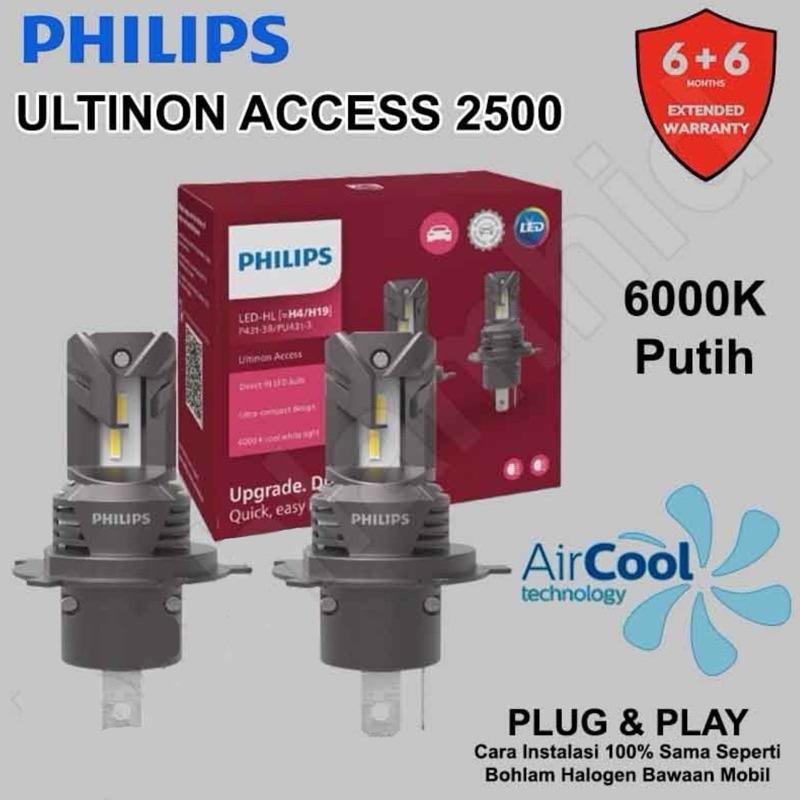 Jual Bohlam led Mobil Philips original Ultinon 2500 Garansi 1Tahun H4 ...