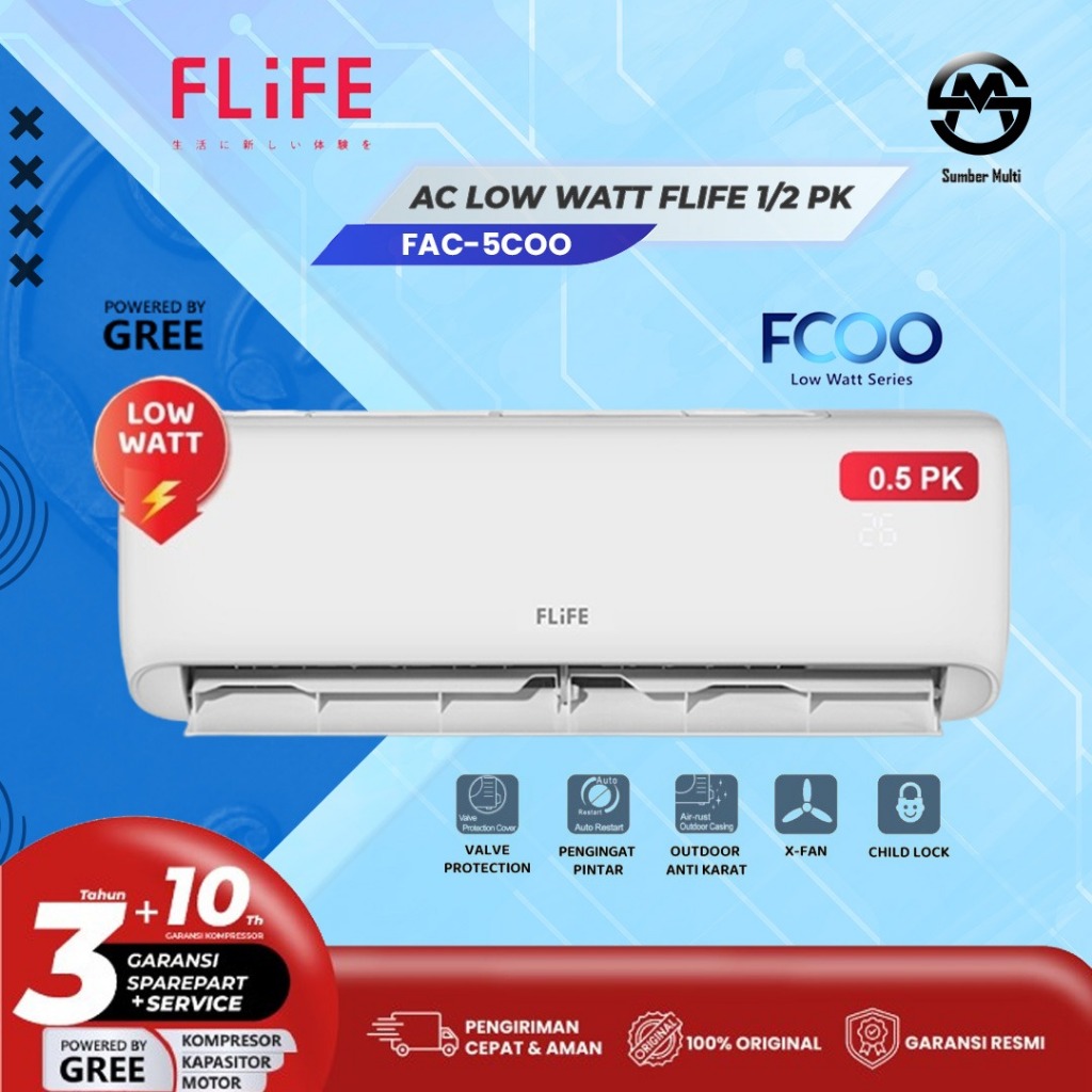 Jual AC FLIFE BY GREE LOW WATT 1/2 PK - FAC-05COO (UNIT ONLY / PAKET ...