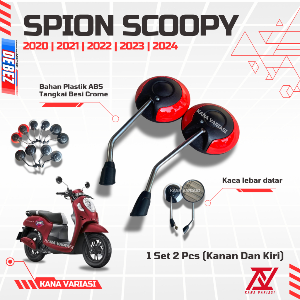 Jual Spion Scoopy Original Variasi Tangkai Chrome Dan Hitam Panjang ...