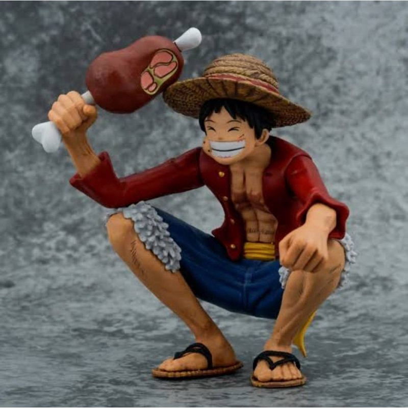 Jual action figure one piece luffy jongkok sambil pegang daging ...