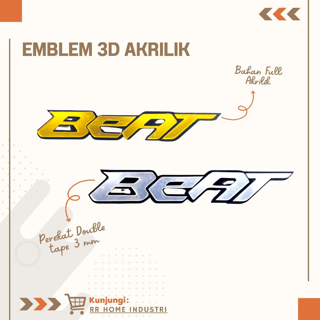 Jual Emblem Beat 2 PCS Logo Timbul Mirror Anti Karat 3D Aksesoris Motor ...