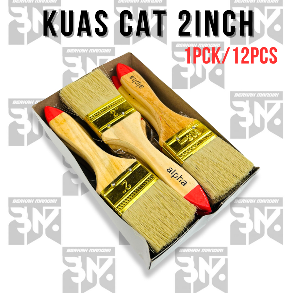 Jual 1PCK/12PCS Kuas Cat Tembok Dinding Gagang Kayu Ukuran 2inch Koas ...