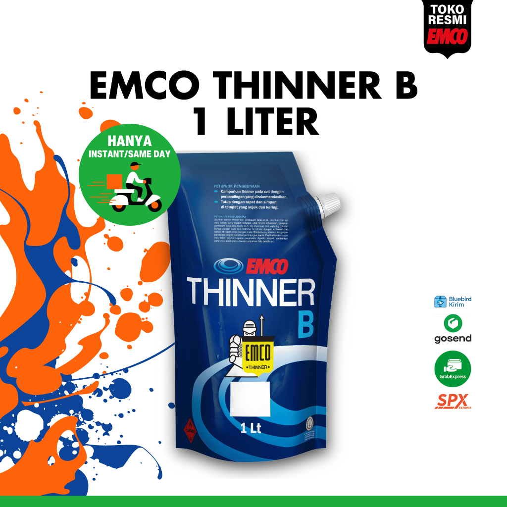 Jual EMCO Thinner B 1 Liter untuk Cat Kayu Besi Thiner Tinner Tiner Pengencer Cat Kemasan Pouch ...
