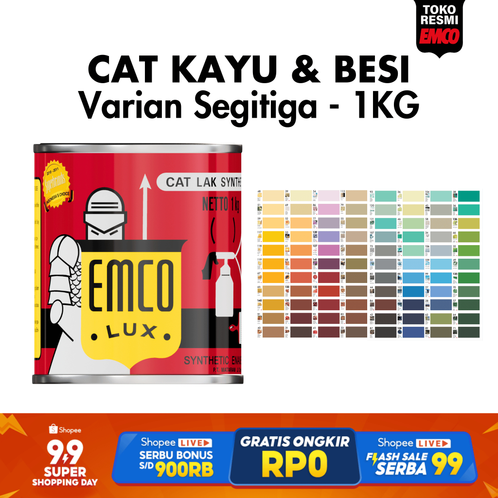 Jual Emco Lux Cat Kayu & Besi 1kg - Warna Segitiga Gloss Finish Kilap Putih Biru Orange Jingga ...