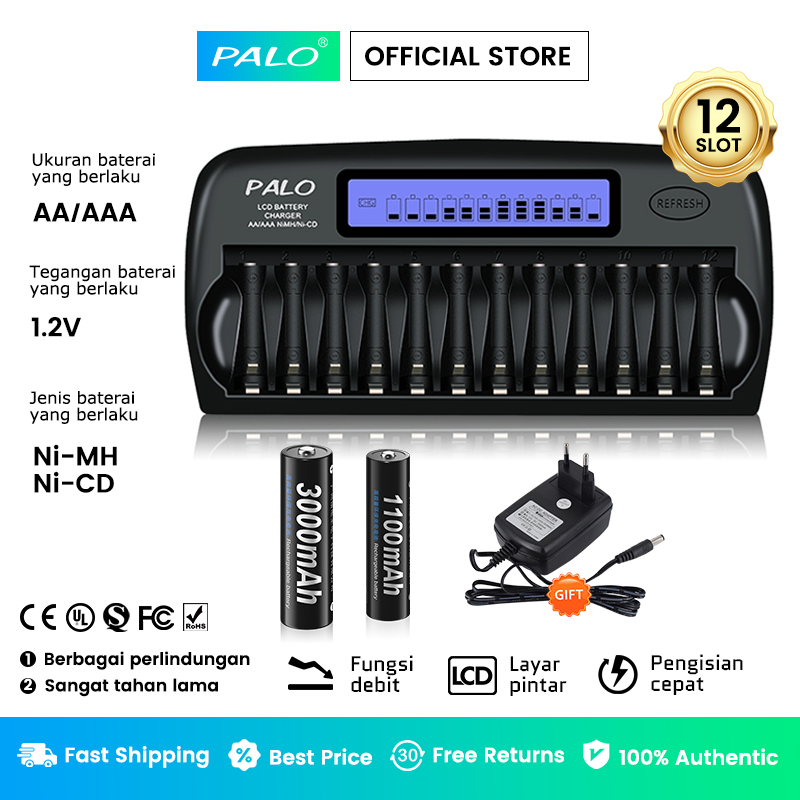 Jual PALO Baterai Cas Baterai Charge AA dan AAA Baterai Isi Ulang 1.2V ...