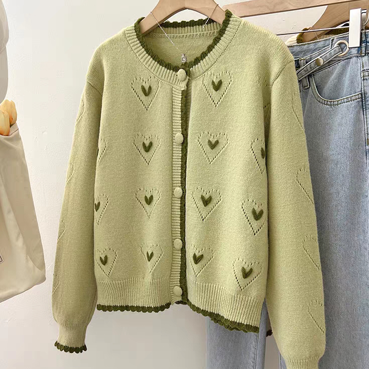 Jual ROSELLA Cardigan Korean Style Pola Hati Wanita Rajut Wol Motif ...