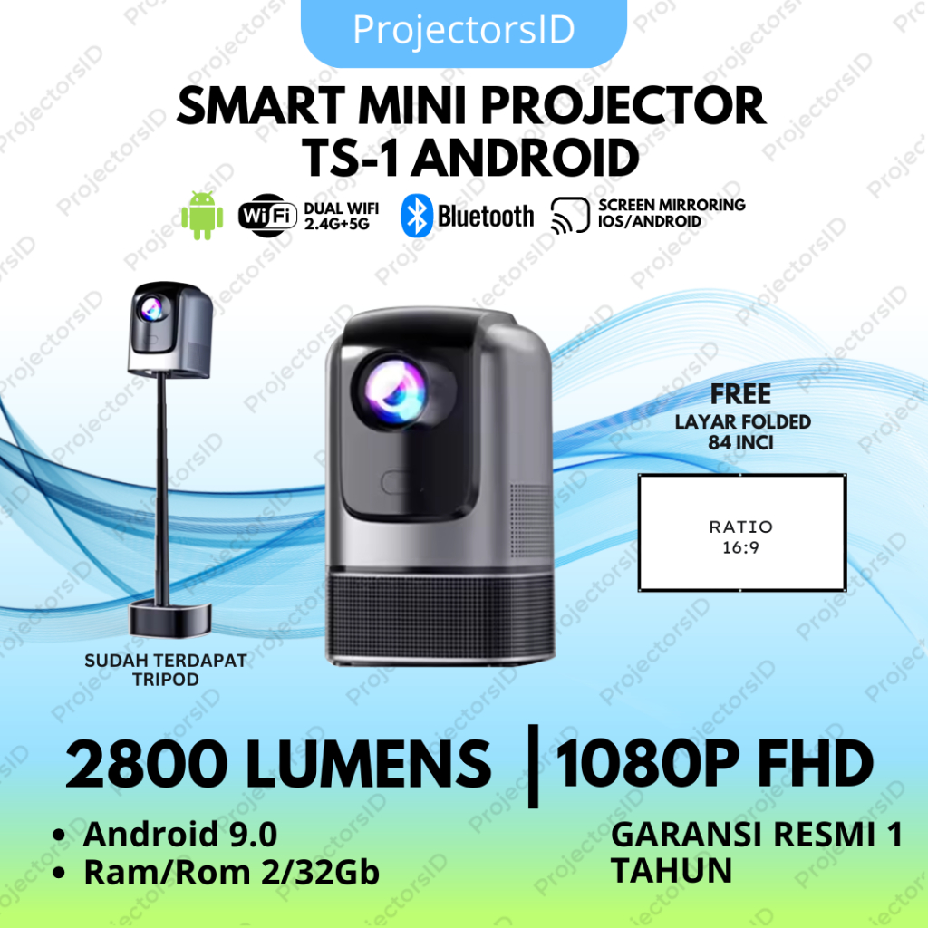 Jual Proyektor Mini LED TS-1 Android 9.0 Wifi 2800 Lumens | Proyektor ...