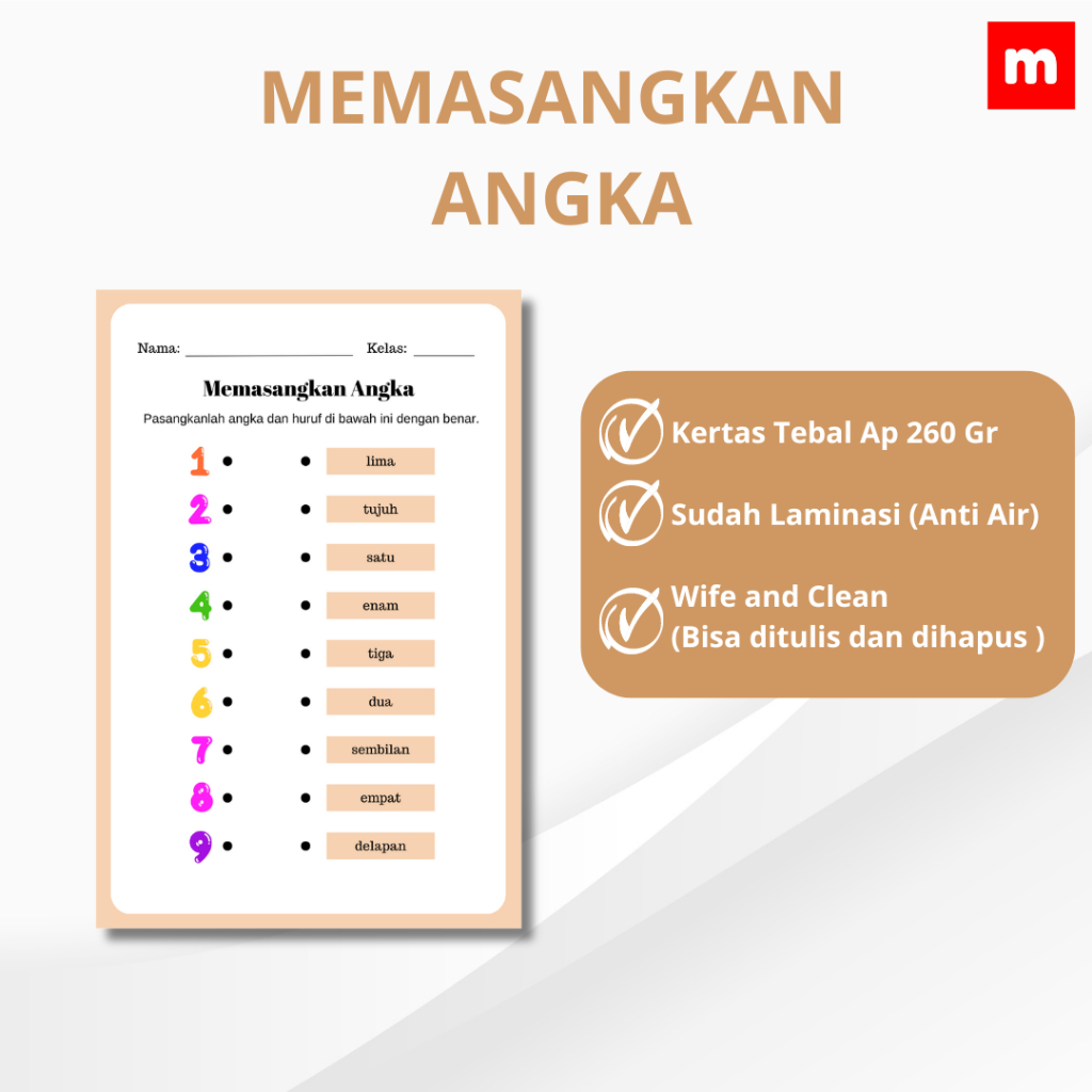 Jual POSTER WORKSHEET " MEMASANGKAN ANGKA " | Shopee Indonesia