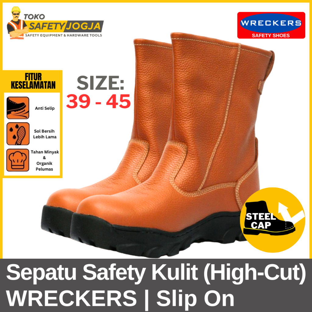 Jual Sepatu Safety Safety Boots Kulit Ujung Besi High Quality WRECKERS ...