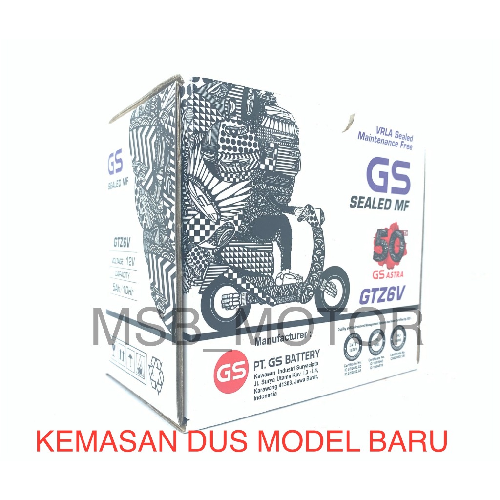 Jual Accu / Aki GS ASTRA GTZ6V ORIGINAL VARIO 125 VARIO 150 CB150R ...
