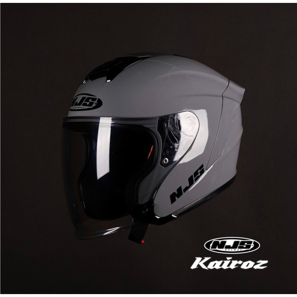 Jual Helm Half Face NJS Kairoz Polos + Free Spoiler V2 Clear | Shopee ...