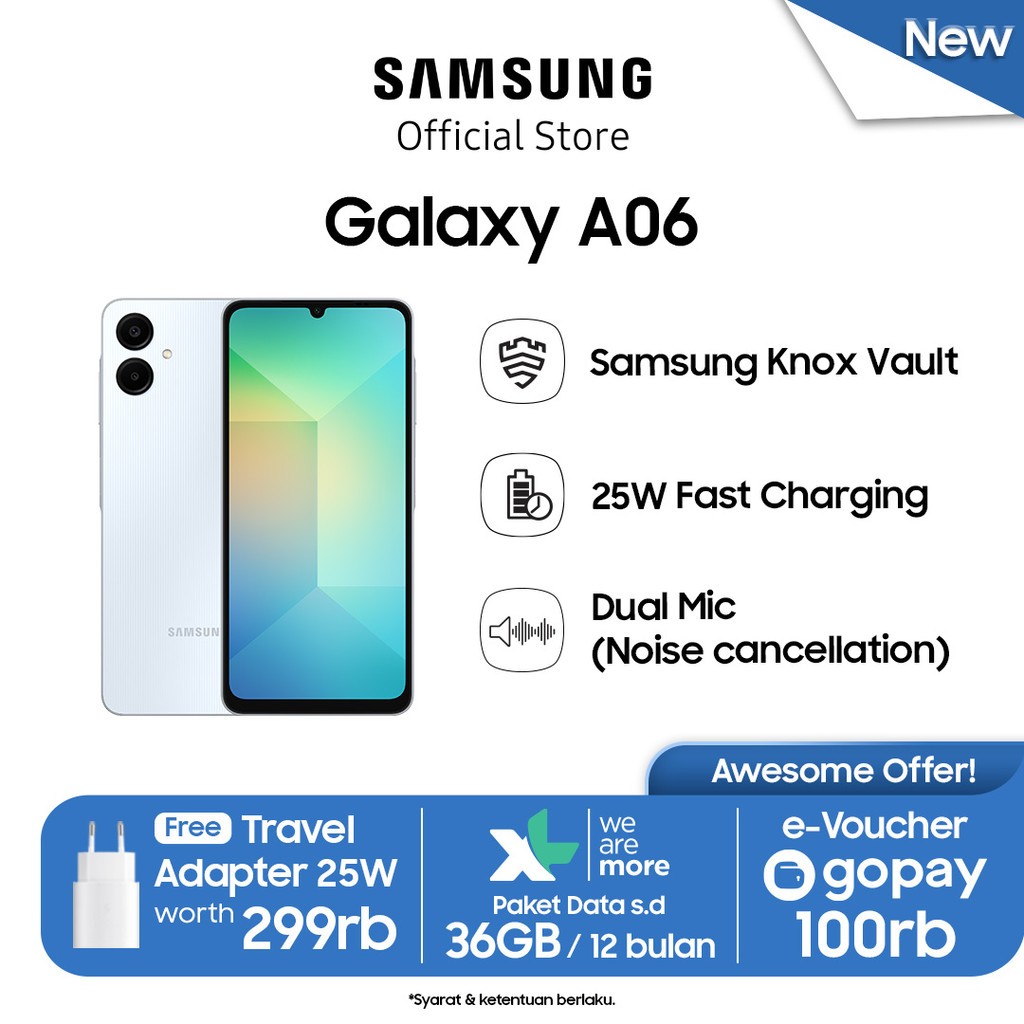 Jual Samsung Galaxy A06 4/128GB - Light Blue | Shopee Indonesia