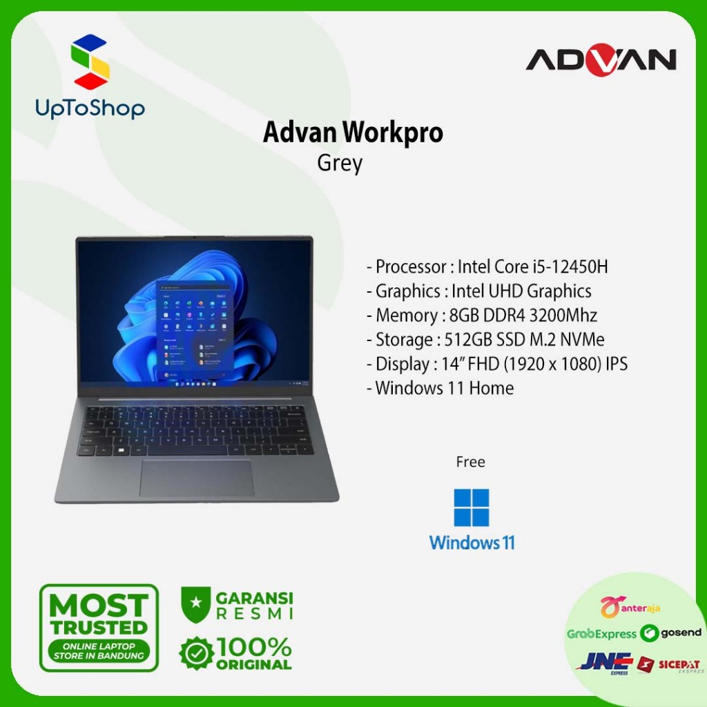 Jual Laptop Advan Workpro Intel Core i5-1035G7 8GB 256GB SSD 14" FHD ...
