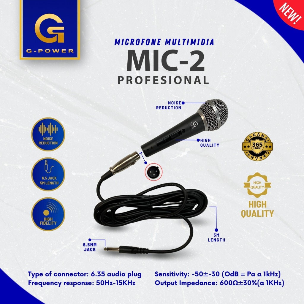 Jual G-POWER Mic/mikrophone Kabel Professional 1 / Mic Pro 2 / Mic Pro ...