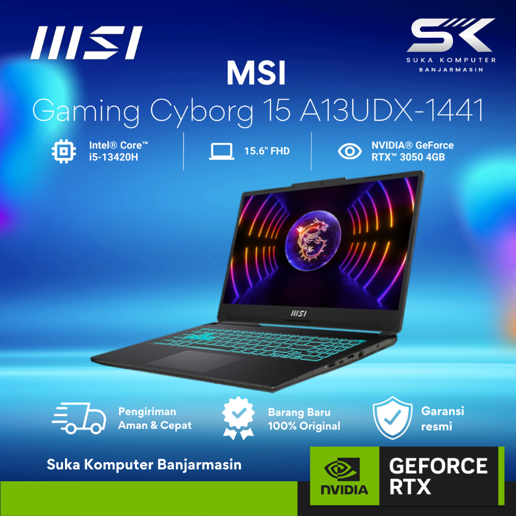 Jual MSI Gaming Cyborg 15 A13UDX-1441 /Core i5-13420H/16GB/512GB SSD/RTX3050 | Shopee Indonesia