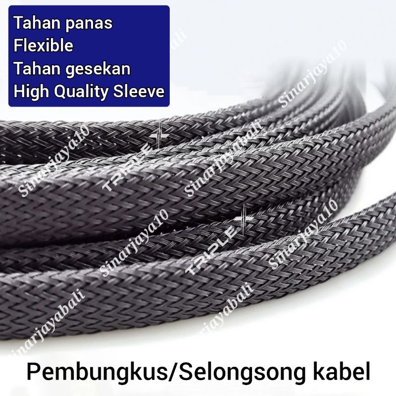 Jual Sleeve cable braided pembungkus kabel snake skin jaring sleeved ...