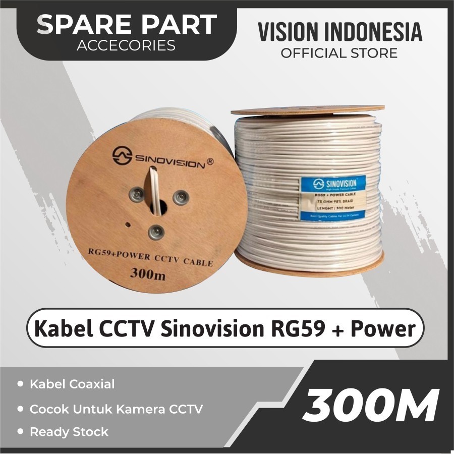 Jual Kabel CCTV RG59 POWER 300M Sinovision Made in Taiwan Super Premium ...