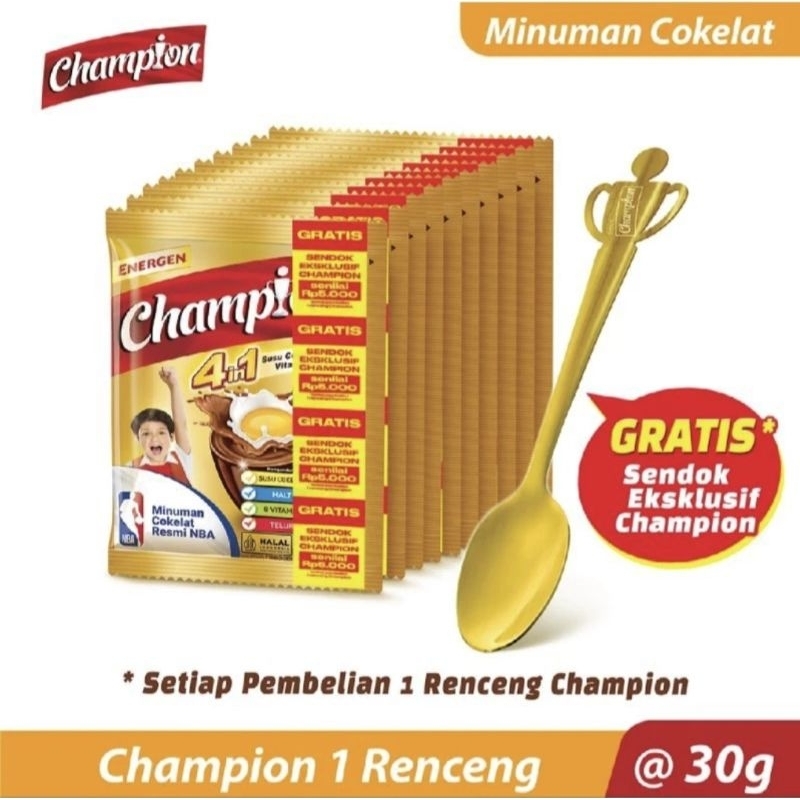 Jual ENERGEN CHAMPION COKLAT 1 RENCENG GRATIS SENDOK EMAS | Shopee ...