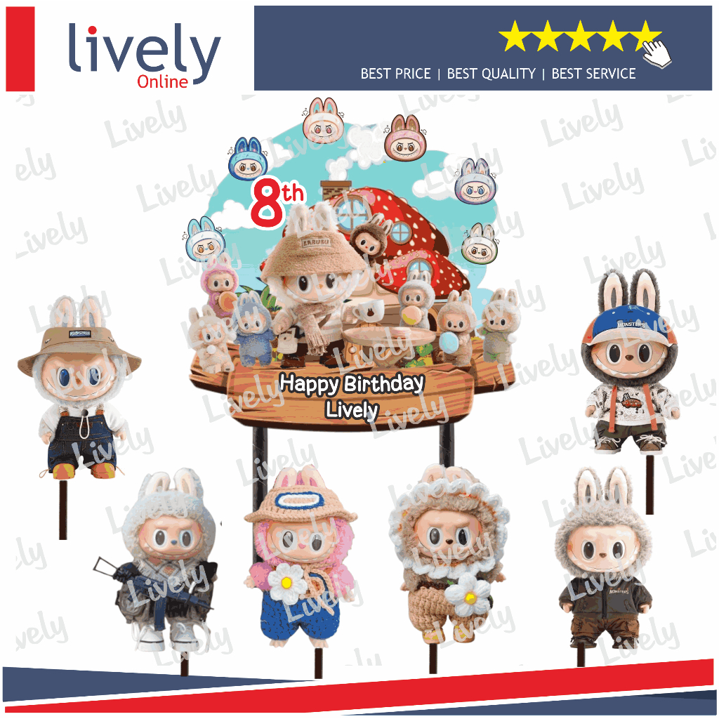 Jual CUSTOM NAMA CAKE TOPPER KARAKTER LABUBU HIASAN KUE ULANG TAHUN ...