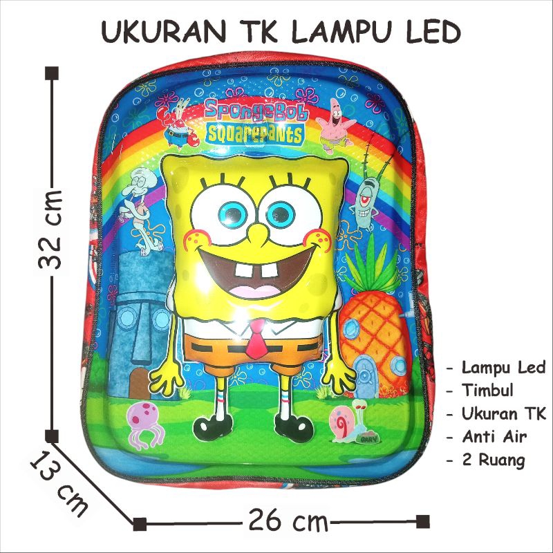 Jual TAS RANSEL ANAK LAKI LAKI TIMBUL 3D LAMPU LED TK SPONGEBOB ...