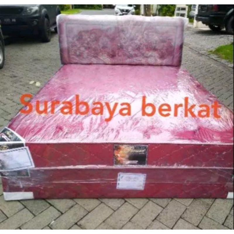 Jual spring bed set boxy flower by bigland ( dipan kasur dan sandaran ...