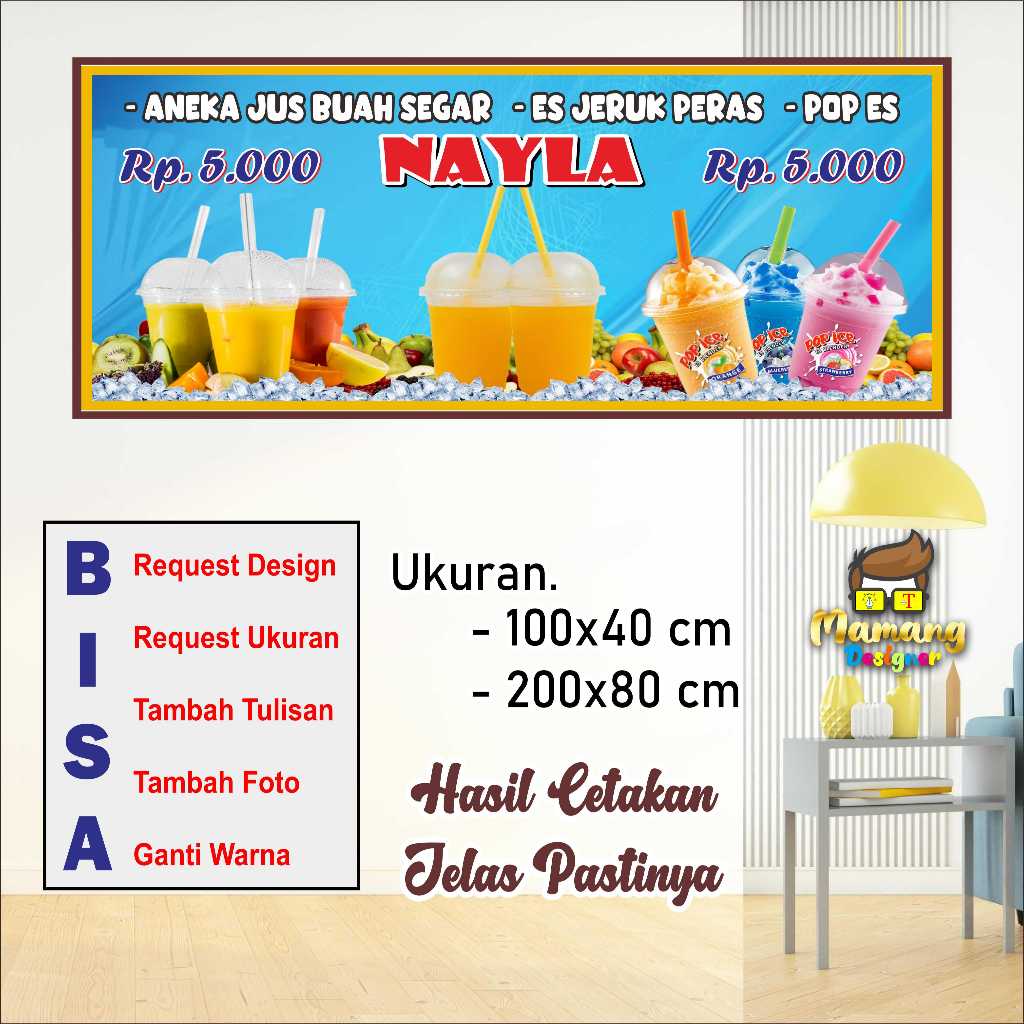 Jual Cetak Banner Spanduk Jus Buah, Es jeruk dan Pop Ice bb | Shopee ...