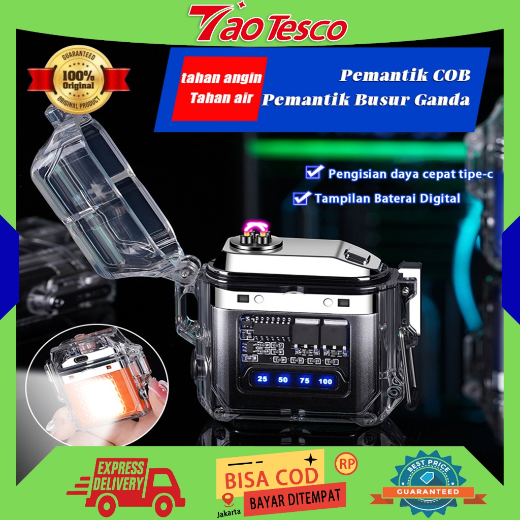 Jual （COD)Korek Api Mini Tahan Air Korek Api Plasma Dual Arc Lighter ...