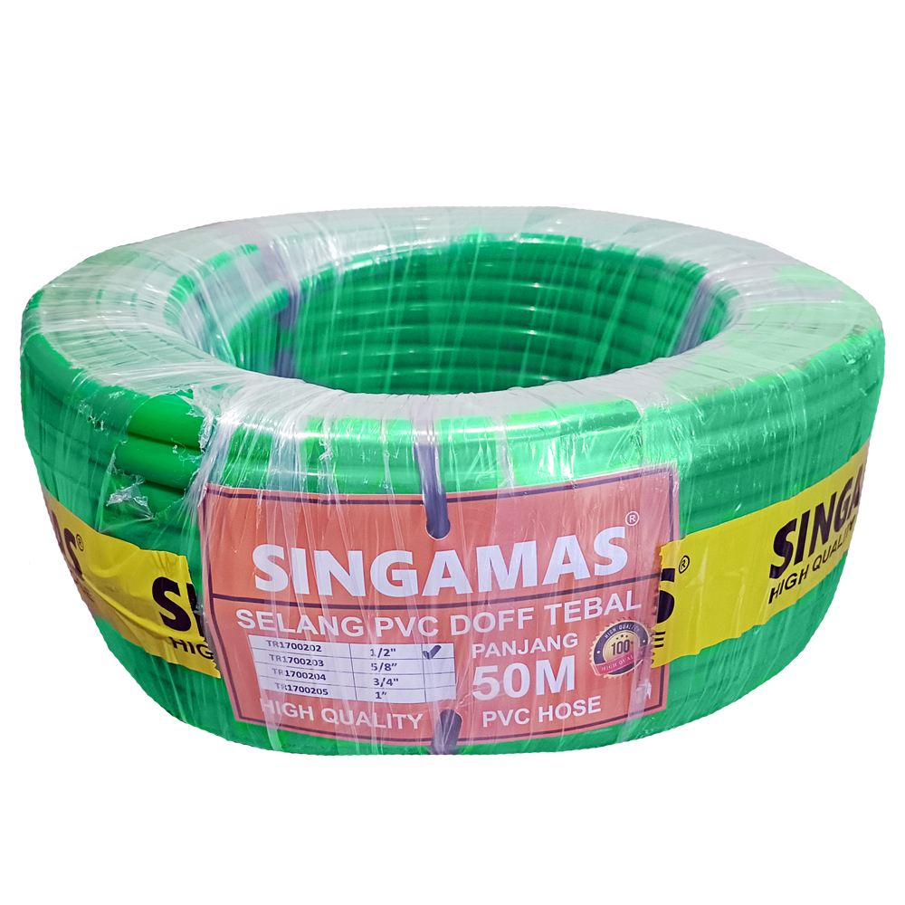 Jual SINGAMAS Selang Air PVC Dof Tebal Warna Hijau 1/2 Inch x 50 Meter ...