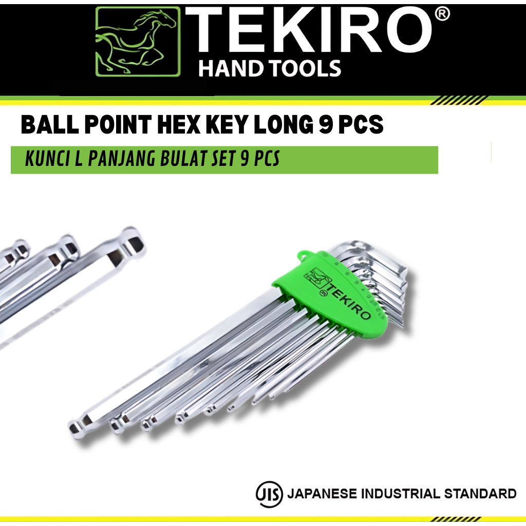 Jual TEKIRO KUNCI L SET PANJANG BULAT 9 PCS 1.5 - 10mm/ ball point hex key long set 9 pcs ...