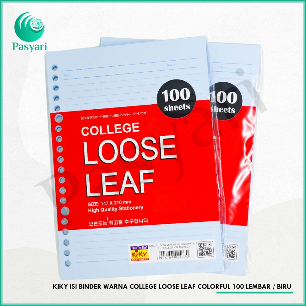 Jual Kiky Isi Binder warna College Loose Leaf colorful 100 lembar ...