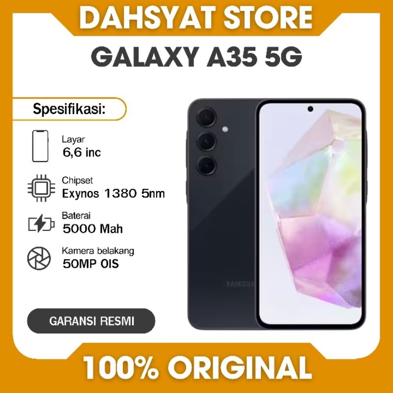 Jual Samsung Galaxy A35 5G 8/256GB Chipset Exynos 1380 5nm Baterai 5000Mah 25 Watt Fast Charging ...