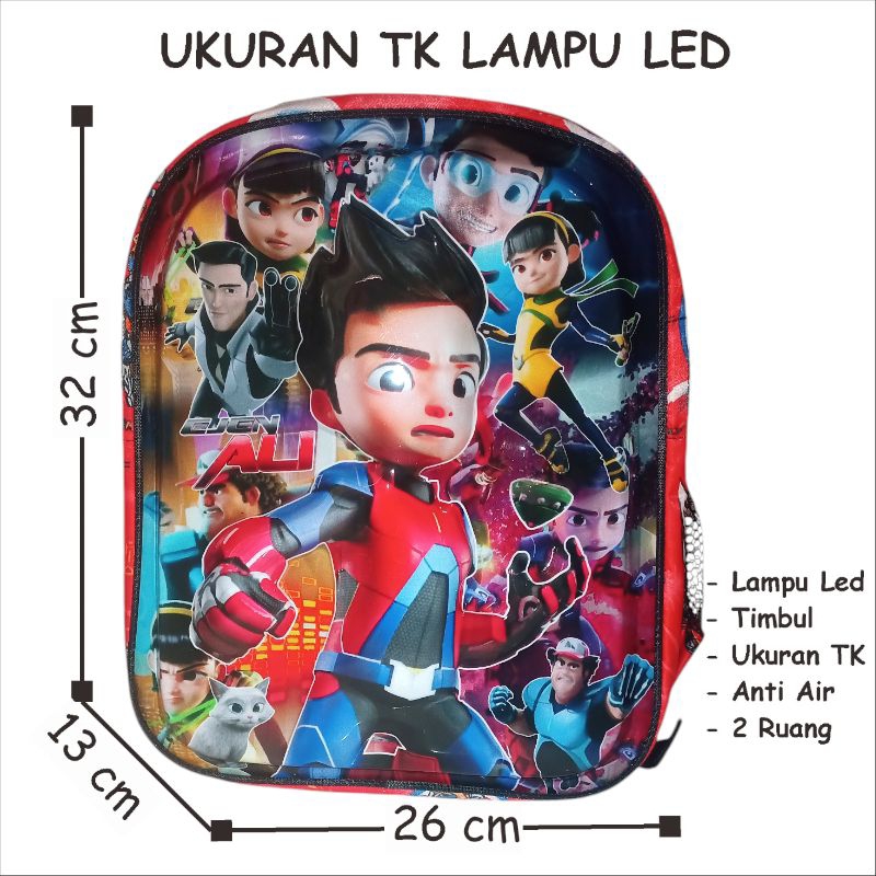 Jual tas ransel anak laki laki lampu nyala led timbul 3d untuk tk ejen ...