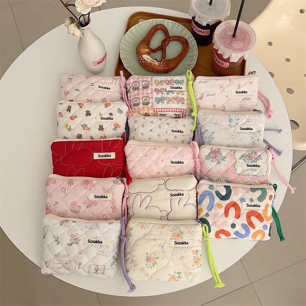 Jual Pinky Row - BearBear Midi Cute Make Up Pouch - Puffy Pouch Make Up ...