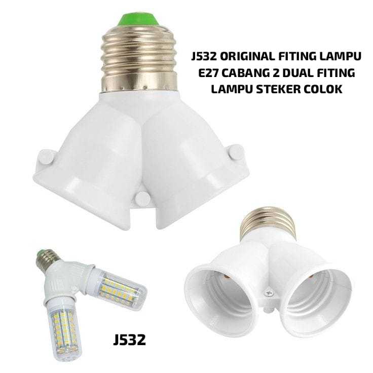 Jual J532 FITTING LAMPU E27 CABANG 2 FITING TEMPAT DUAL LAMP CAGAK ...