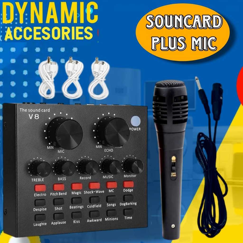 Jual PAKET Karaoke Sound card V8 - Paket Mic+Souncard V8 Mixer Mini ...