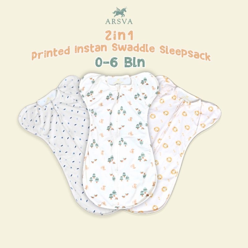 Jual ARSVA Printed Instant Swaddle Sleepsack Special Edition 0-6 Month ...