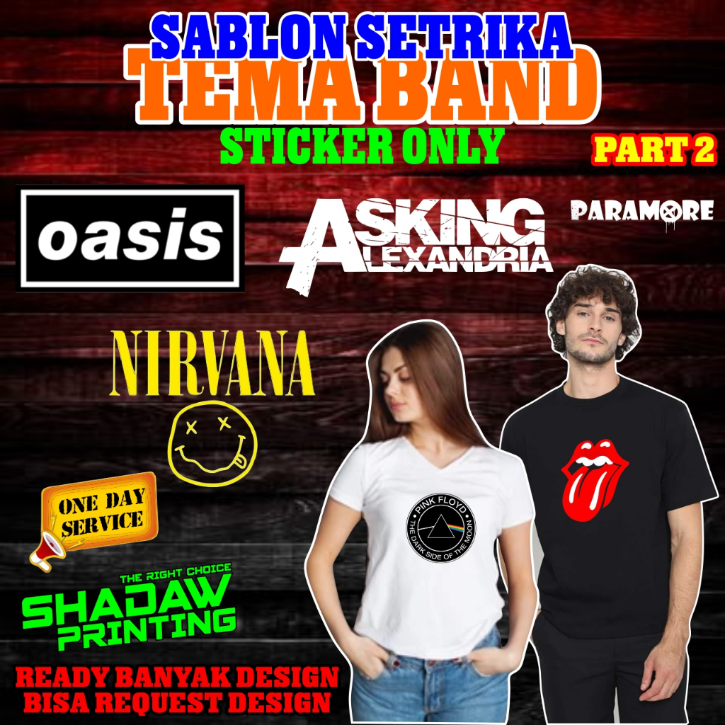 Jual Sticker Koas Sticker Baju TEMA BAND MUSIC PART 2 Sticker DTF ...