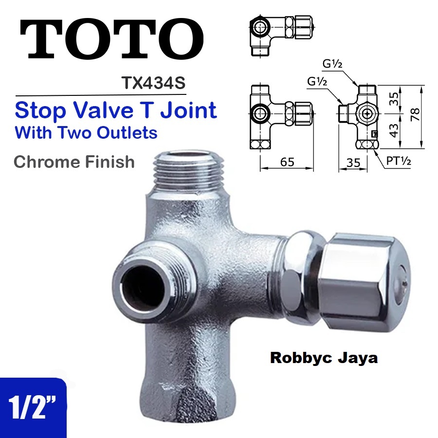 Jual TOTO Stop Valve 2 Outlet - Stop Kran Cabang Plus T-Joint TX434S ORIGINAL | Shopee Indonesia