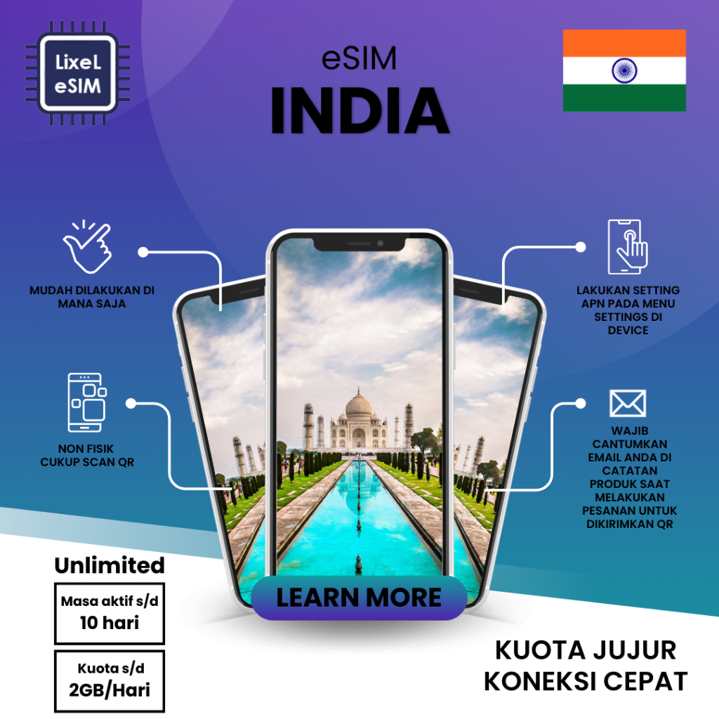 Jual eSIM India Internet Unlimited | Travel eSIM | Shopee Indonesia