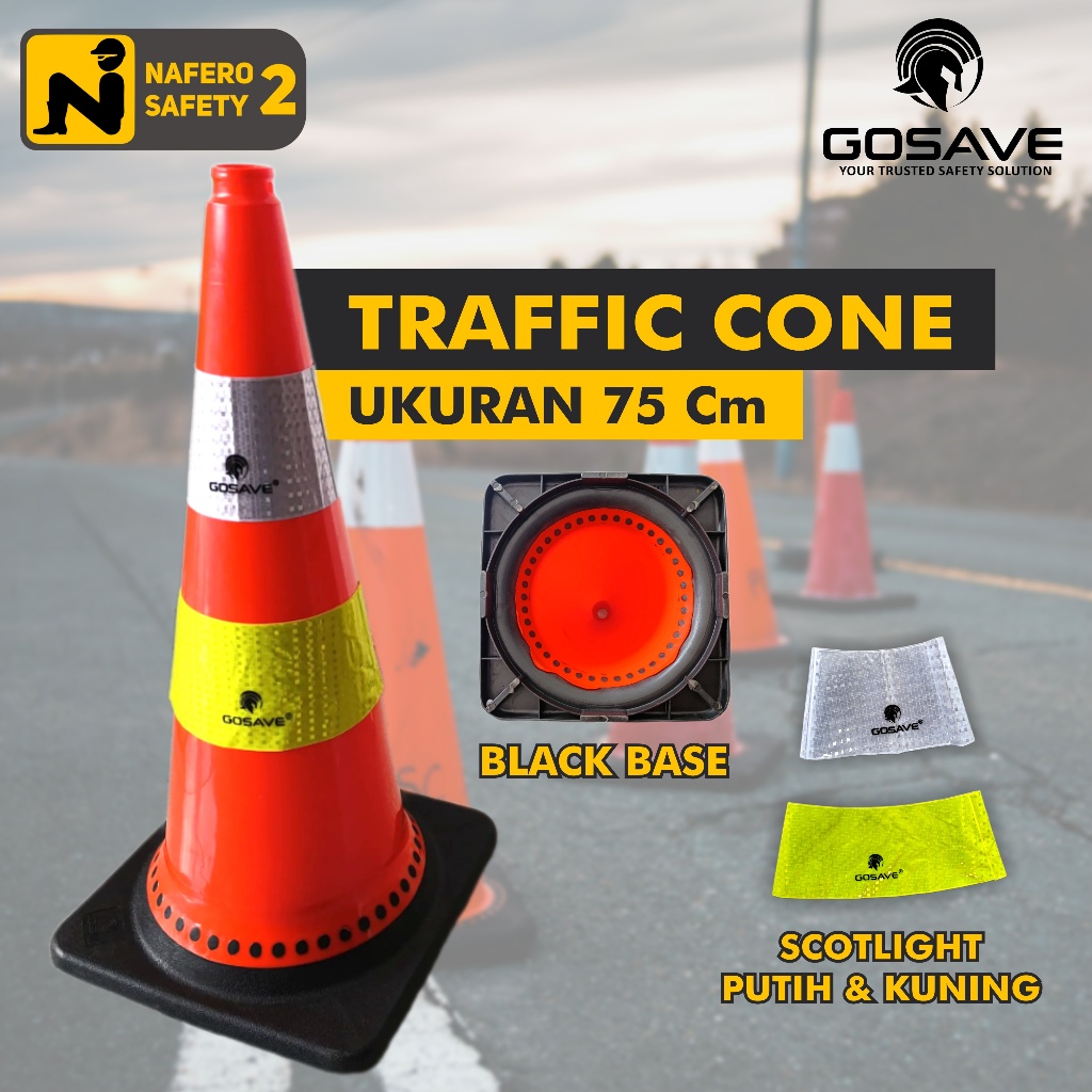 Jual TRAFFIC CONE TINGGI 75 CM GOSAVE | Shopee Indonesia