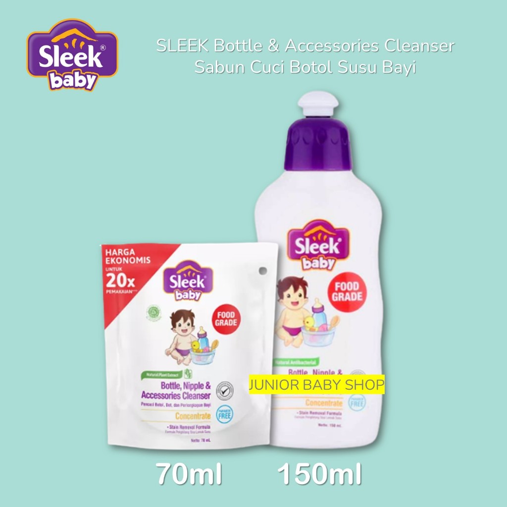 Jual Sleek Sabun Cuci Botol Susu Bayi 70ml 150ml - Pembersih Botol Aman ...