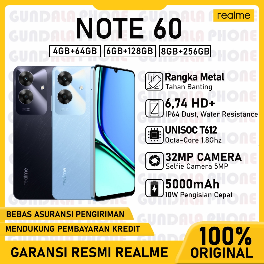 Jual realme Note 60 4/64 6/128 8/256 - Tahan Debu, Percikan Air, Rangka ...