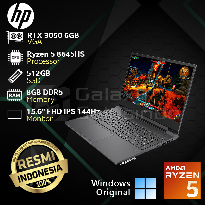 Jual HP VICTUS 15 fb2777AX RTX3050 6GB AMD Ryzen 5 8645HS 512GB SSD 8GB ...