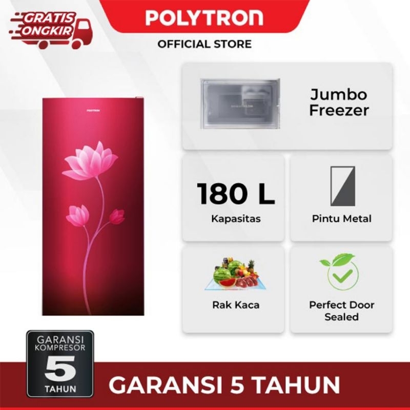 Jual POLYTRON PRB-189R/B Kulkas 1 Pintu 180Liter Pintu Metallic ...