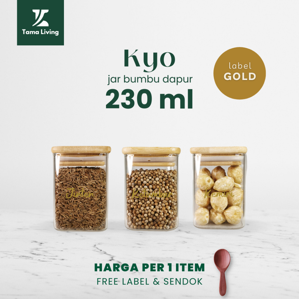 Jual TAMA LIVING Kyo Jar Bumbu Dapur Gula Kopi Teh 230 ml Label Gold ...