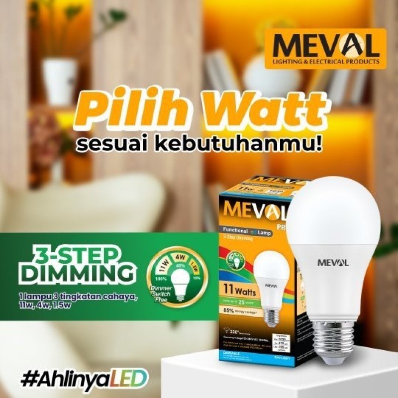 Jual MEVAL Lampu LED 3-Step Dimming 11W - Putih | Shopee Indonesia