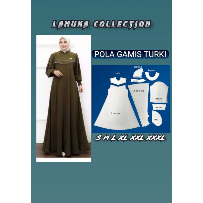 Jual Pola gamis turki terlaris cod + kampuh kertas tebal | Shopee Indonesia