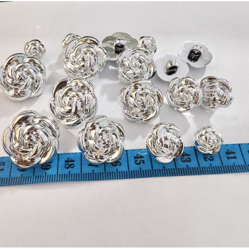 Jual 144 PCS KANCING JAMUT BUNGA SILVER RM UKURAN 25 MM 21 MM 18 MM 13 ...